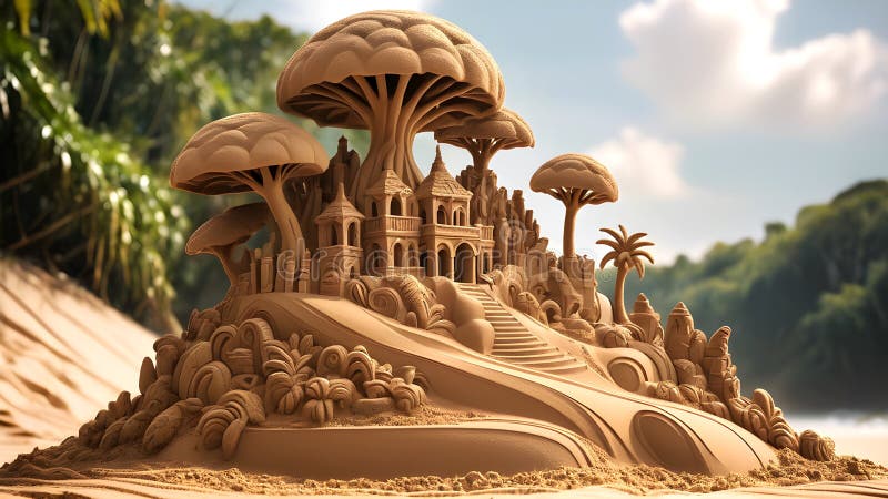 Sandcastle Baobab Temple Tree Creative Beach Sculpture Fun in the Sun ...