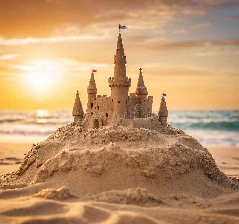Sandcastle on the Beach. Concept of Summer Vacation and Travel. Stock ...