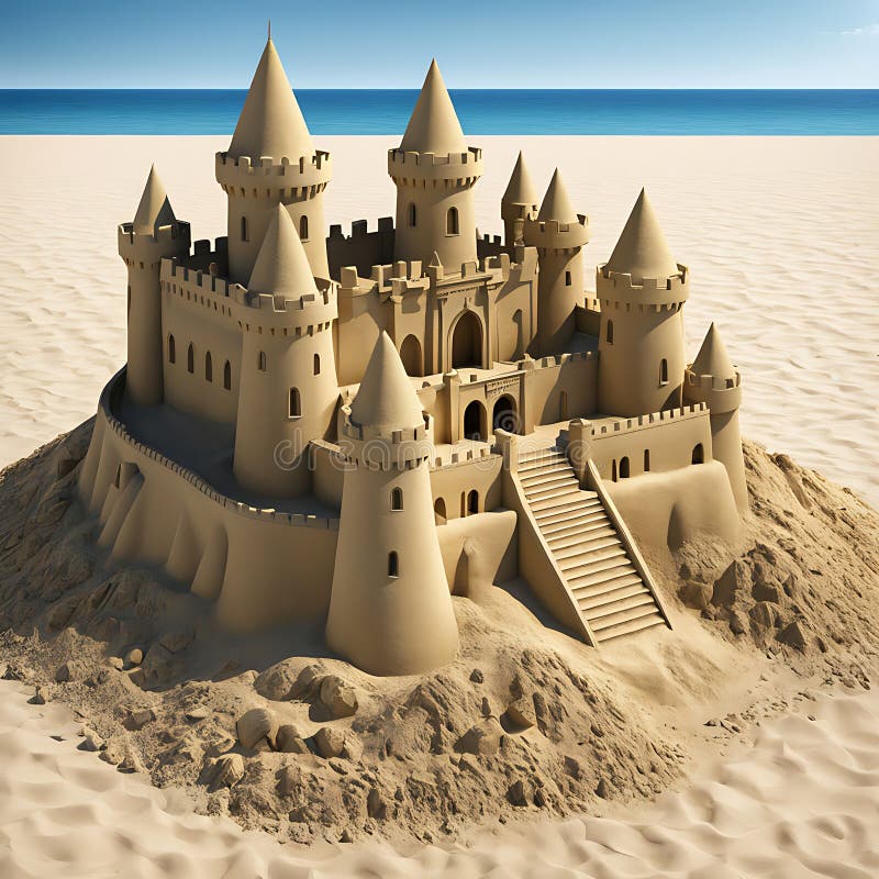 Sandcastle on the Ocean Shore, Symbolizing Creativity and Fun at the ...