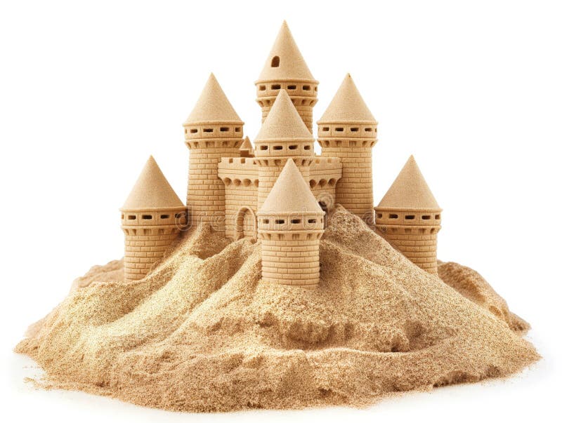 Sandcastle on White Background Stock Image - Image of isolated, detail ...