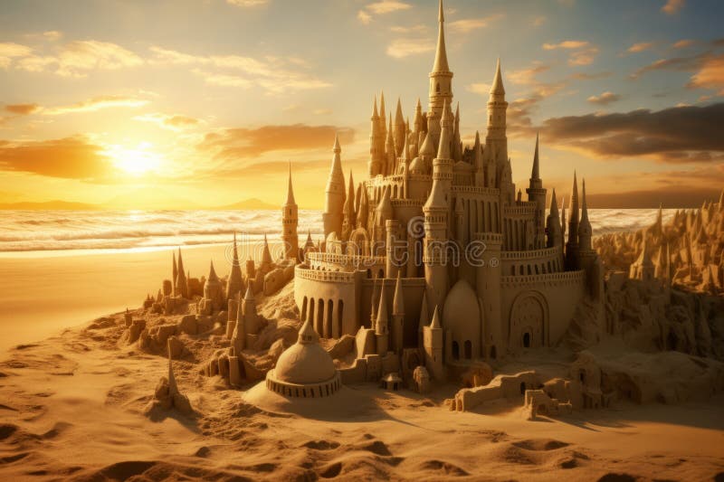 Sandcastles Arranged in a Grand Sand Kingdom Stock Photo - Image of ...