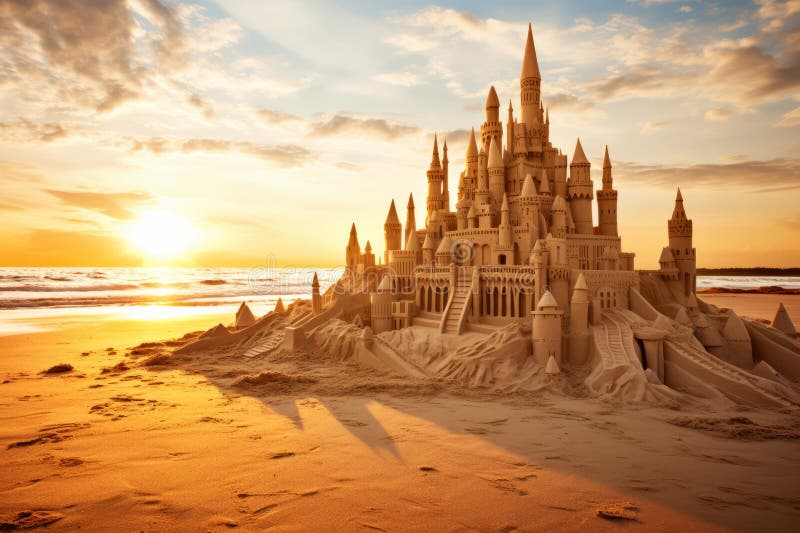 Sandcastles Arranged in a Grand Sand Kingdom Stock Image - Image of ...