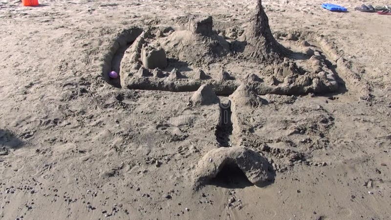 Sandcastles Building on the Foreshore at the Beach. Stock Video - Video ...