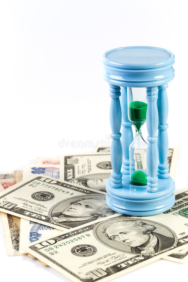 Sandclock on Bank Note Represent Money Grow Over Time Stock Photo ...