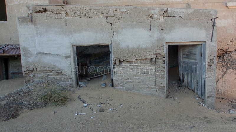 Sandcovered Doors Entrance at the Ghost Town of Kolmanskop, Namibia ...