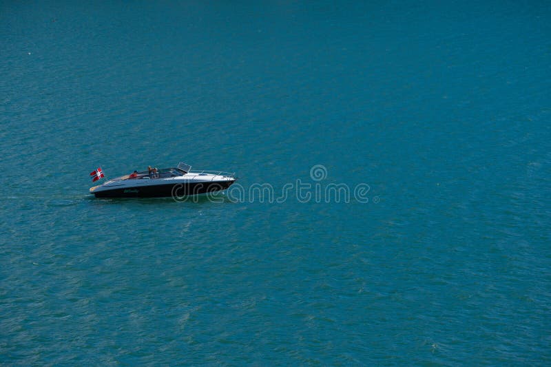 Open Fast Boat with a Norwegian Flag.. Editorial Image - Image of ...