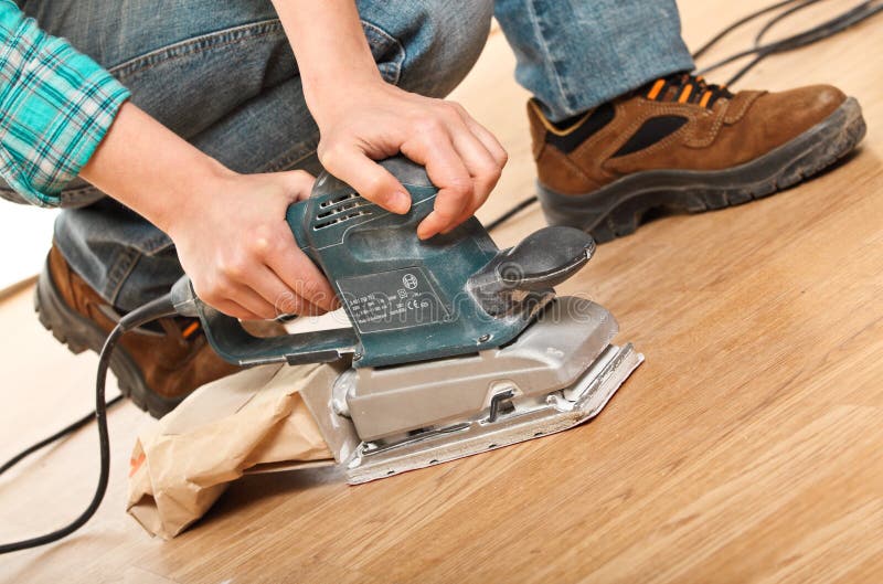 Sander at work stock image. Image of parquet, carpenter - 19479357