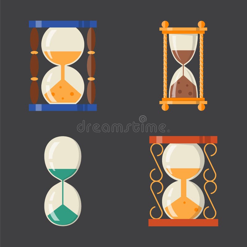 Sandglass Icon Time Flat Design History Second Old Object and Sand ...