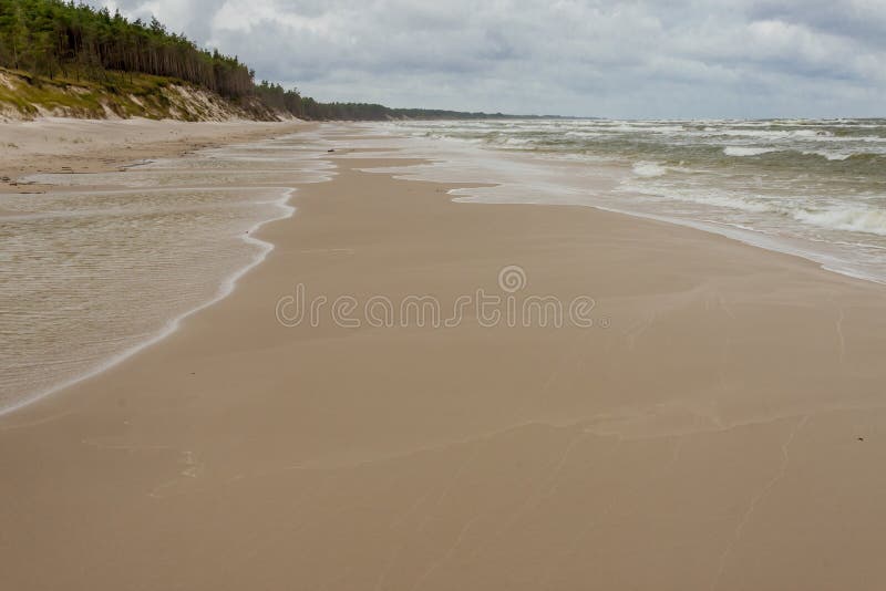 Sandig Strand I Leba - Polen. Fotografering för Bildbyråer - Bild av ...