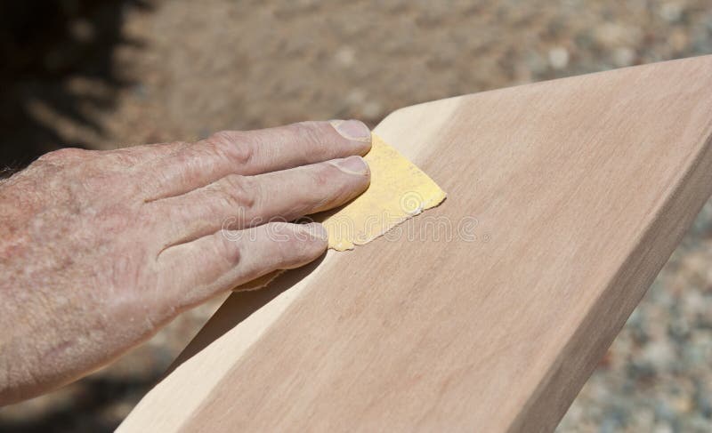 Sanding Timber by Hand with Sandpaper Stock Photo - Image of tool ...