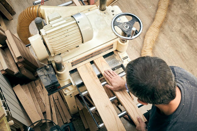 Sanding Wooden Boards on an Electric Machine Stock Image - Image of ...