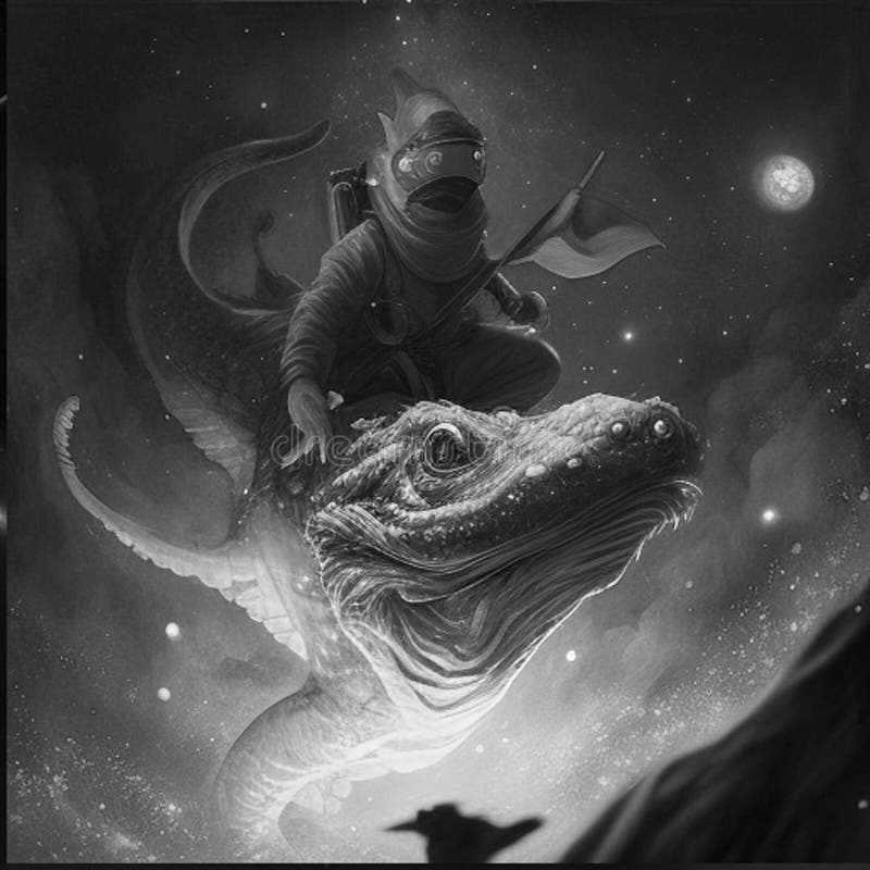 The Sandman Rides on a a Giant Whale Stock Illustration - Illustration ...