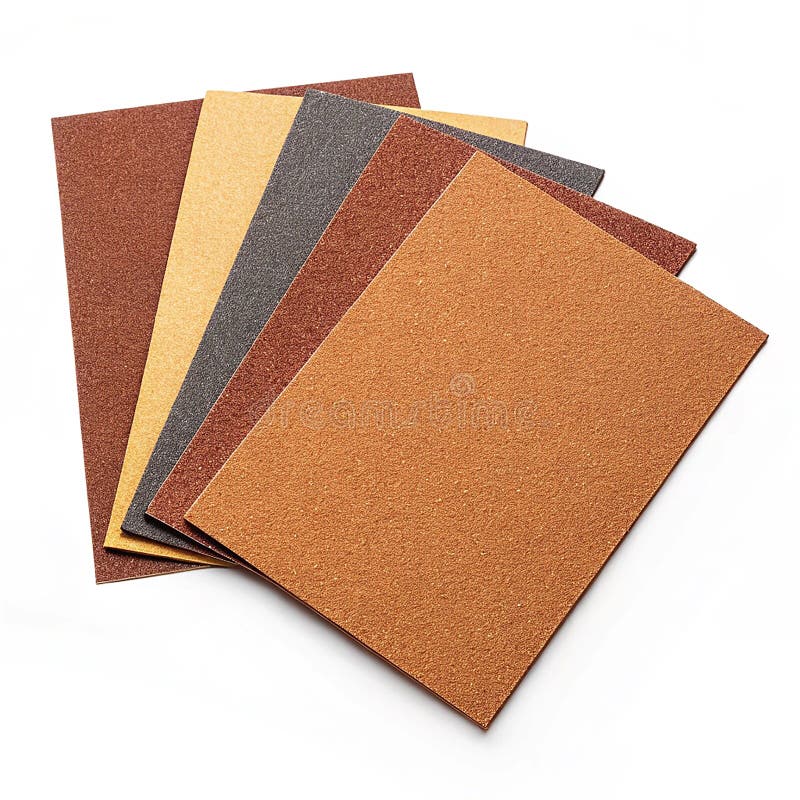 Sandpaper Sheets Set in Various Grits on White Background Stock ...