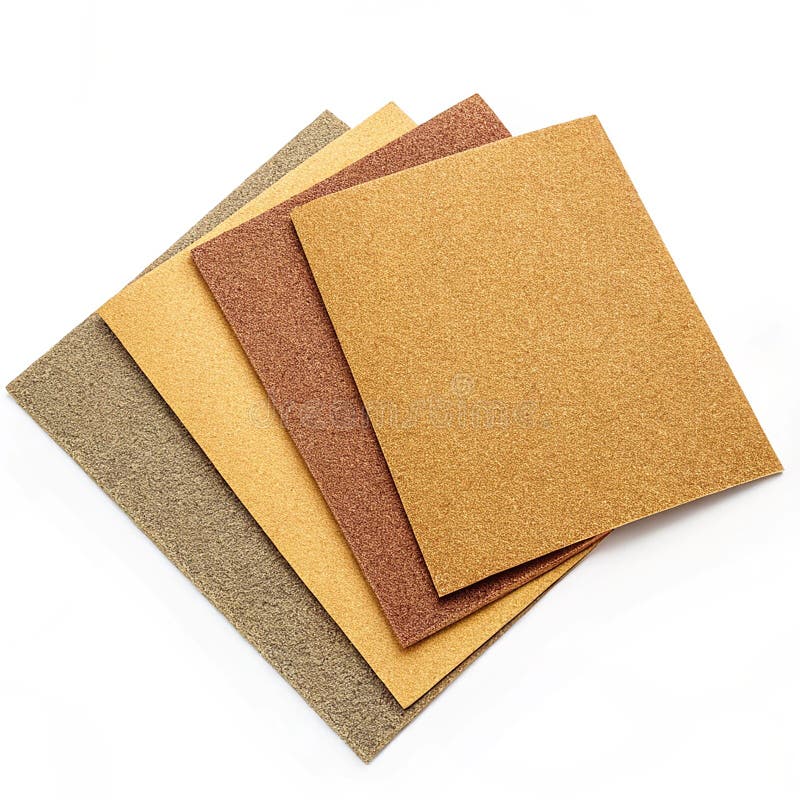 Sandpaper Sheets Set in Various Grits on White Background Stock ...