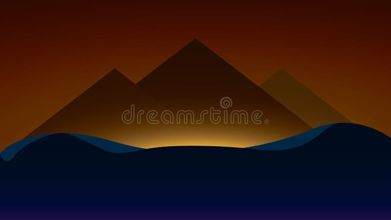 Sands and Pyramids at Sunset Stock Illustration - Illustration of sand ...
