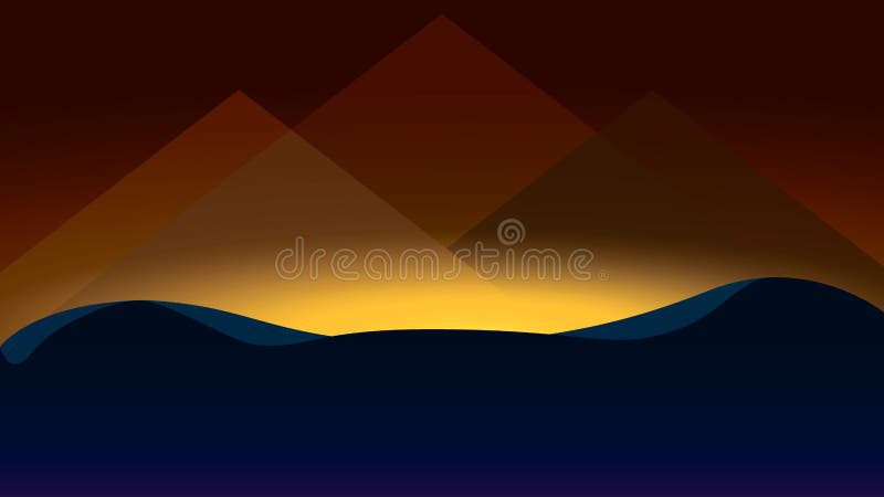 Sands and the Three Pyramids at Sunset Stock Illustration ...