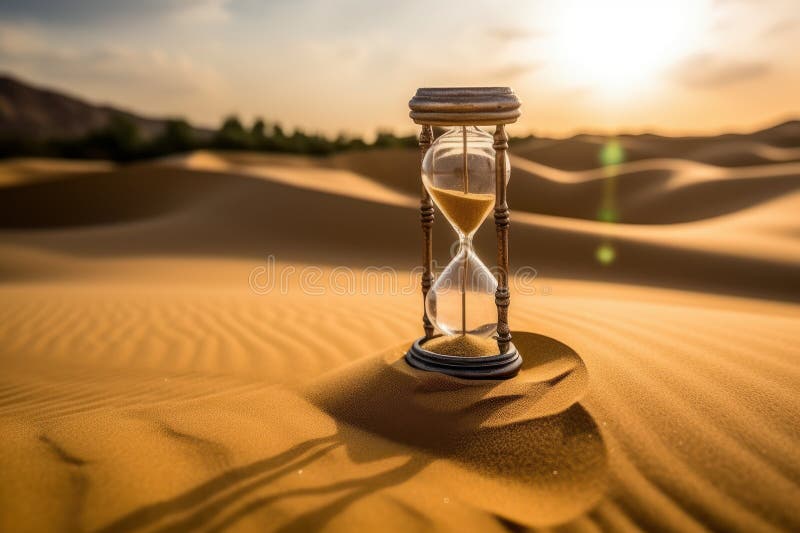 Sands of Time. Clock in the Desert. Beautiful Illustration Picture ...