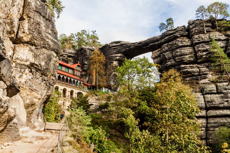 The Sandstone Arch Prebischtor Stock Image - Image of outdoor, gate ...
