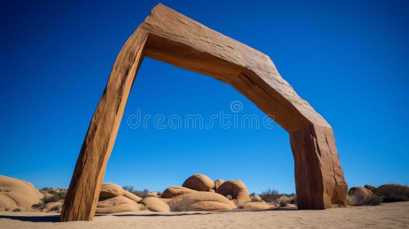 Sandstone Arch Under Clear Blue Sky Stock Illustration - Illustration ...