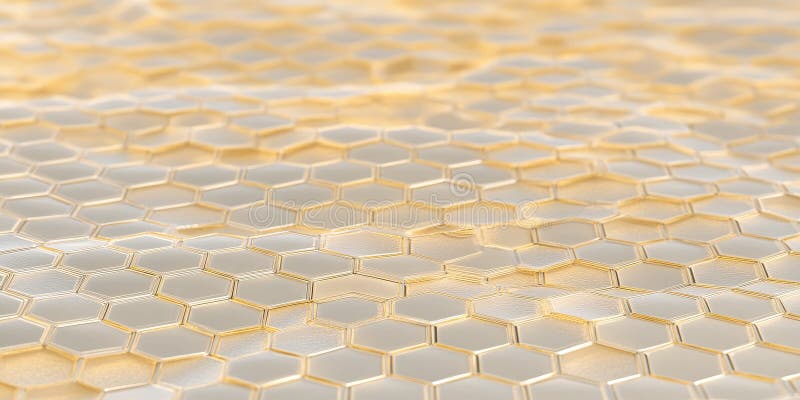 Sandstone Beige Hexagonal Metal Background with Soft Golden Light Grid ...