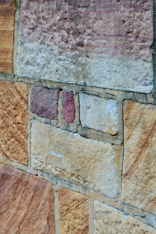 Sandstone Blocks in an Attractive Retaining Wall Stock Photo - Image of ...