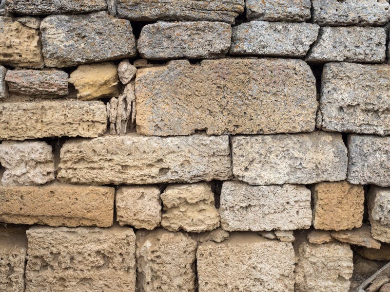 Sandstone brick wall stock image. Image of coquina, revetment - 58983319