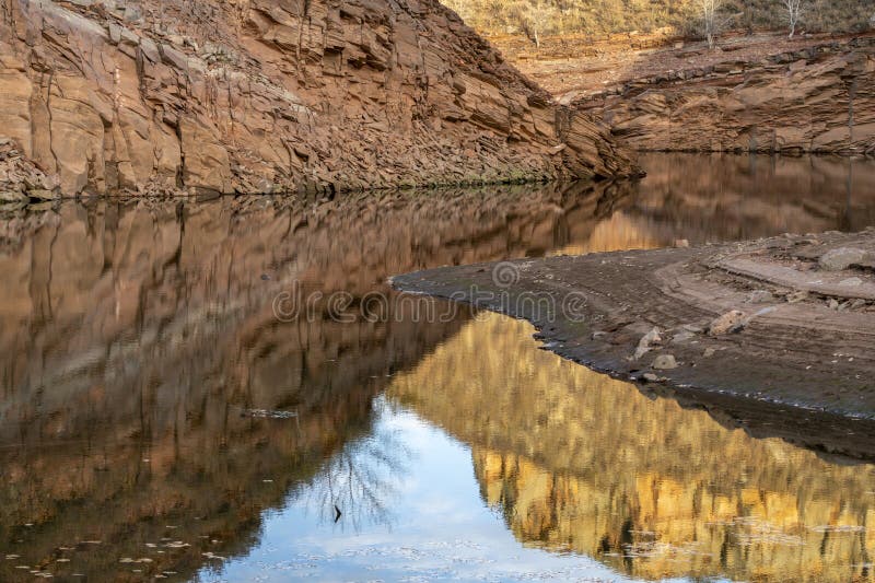 Sandstone Canyon of Horsetooth Reservoir in Colorado Stock Image ...