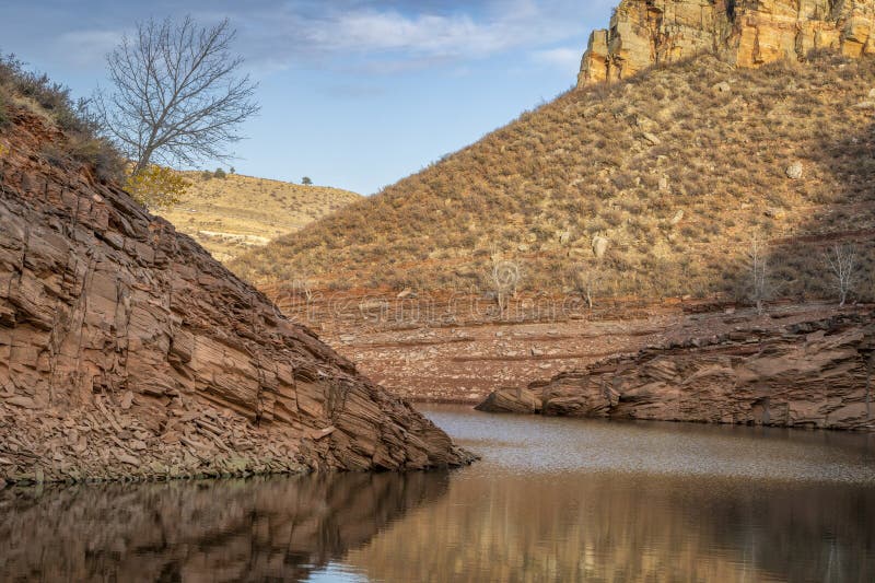 Sandstone Canyon of Horsetooth Reservoir in Colorado Stock Image ...