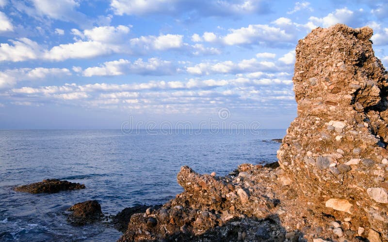 Sandstone Cliff. Mediterranean Sea, Turkey Stock Photo - Image of ...