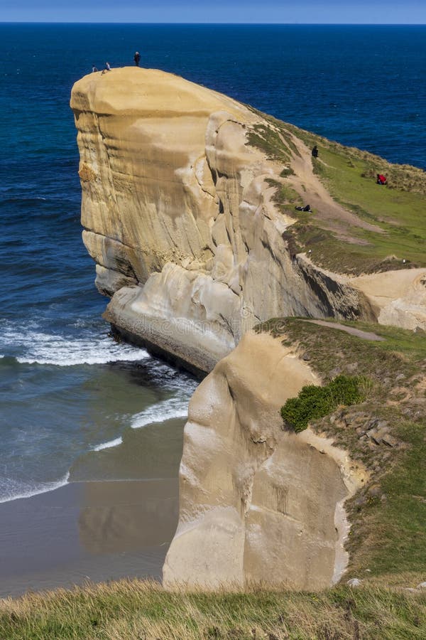 Sandstone Cliffs at Tunnel Beach in New Zealand Stock Image - Image of ...