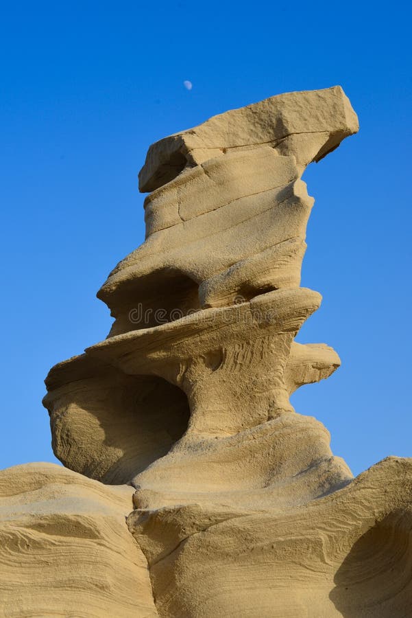 Sandstone Formation with Moon Stock Image - Image of sandstone ...