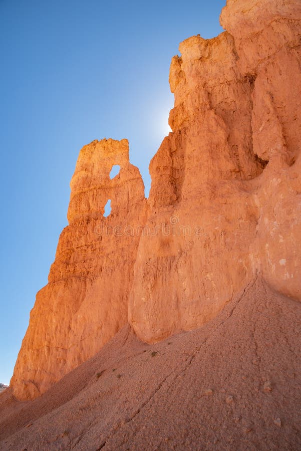 Sandstone Formation Wall Blocks Sun Rays Stock Image - Image of ...