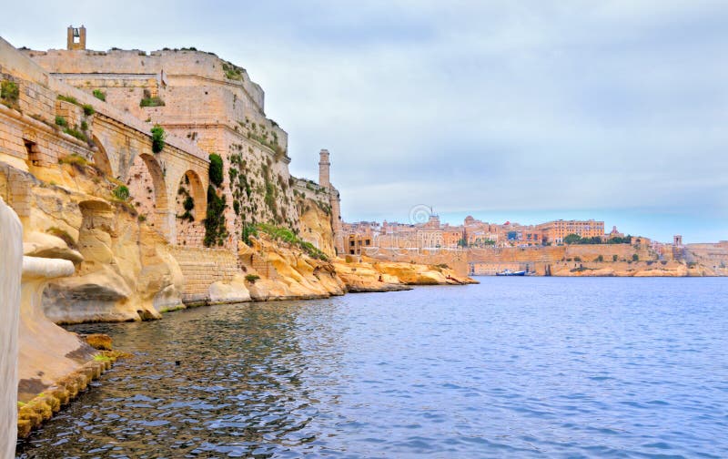 Sandstone Fortifications of Vittoriosa, Malta Stock Image - Image of ...