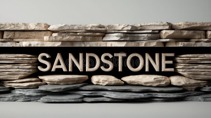 Sandstone Layers with Bold Typography Showcasing Texture and Depth in a ...