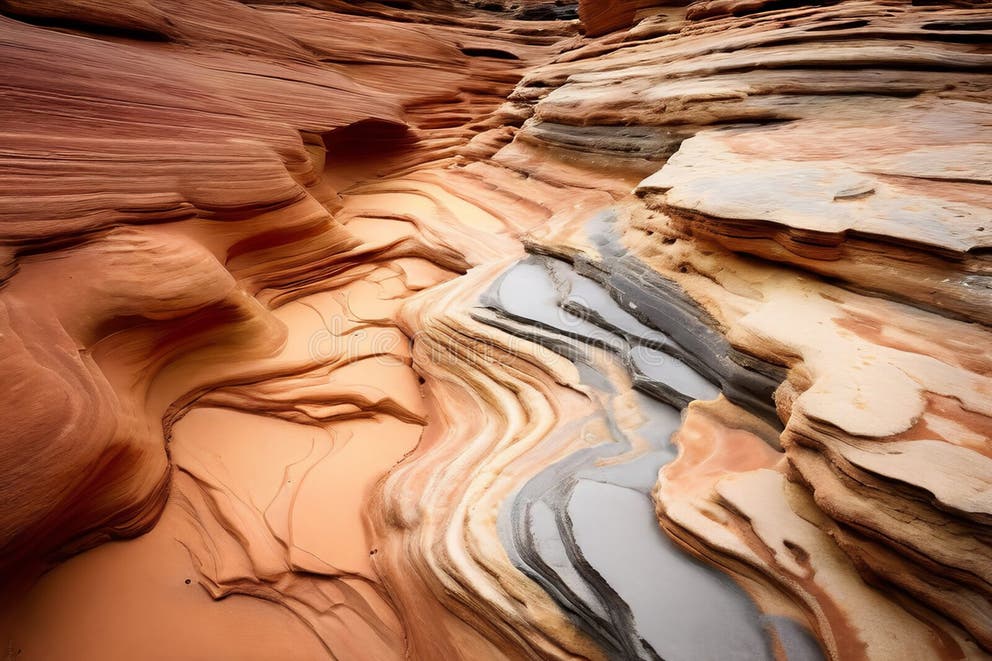 Sandstone Layers Sedimentary Layers of Different Colored Sands Stock ...