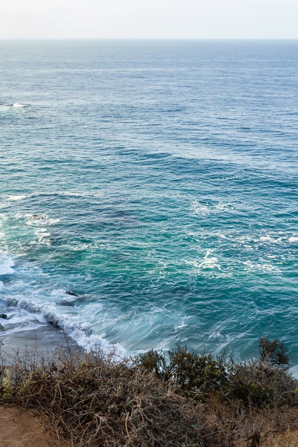 Sandstone Path Overlooking Cliff Side, Pacfic Ocean Expanse, and Waves ...