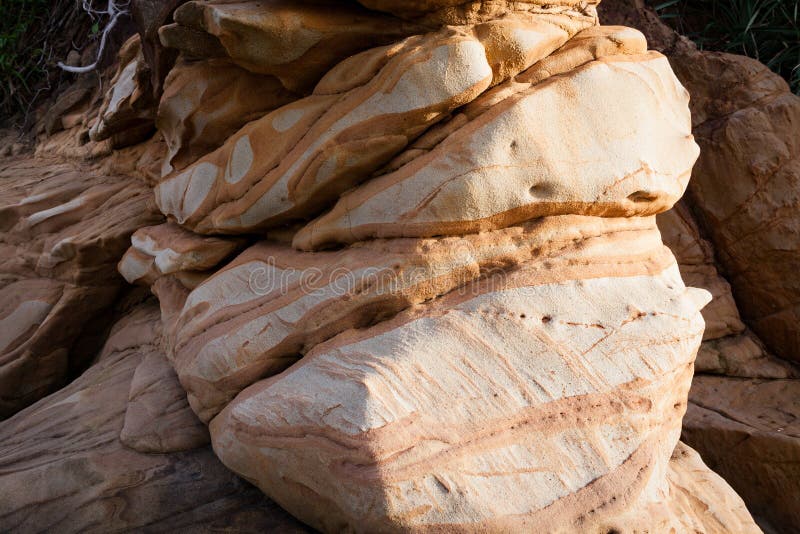 Sandstone rock at beach stock image. Image of rock, natural - 82317433