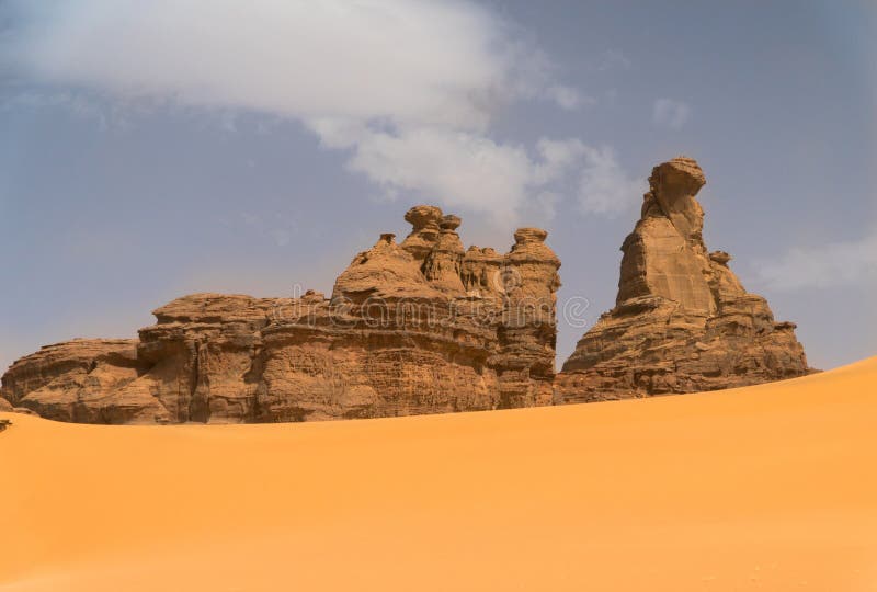 Sandstone Rock Formations and Dunes in the Desert Stock Photo - Image ...
