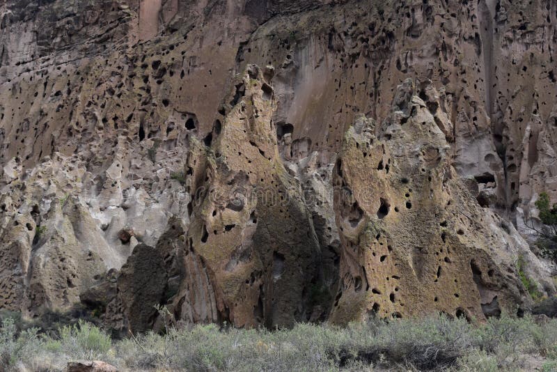 Sandstone Rock with Holes and Caverns Carved Out of the Stone Stock ...