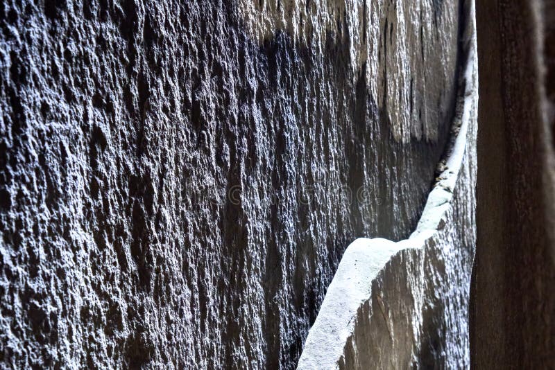 Sandstone Slab on a Vertical Cleft Surface with Arched Break Edge ...