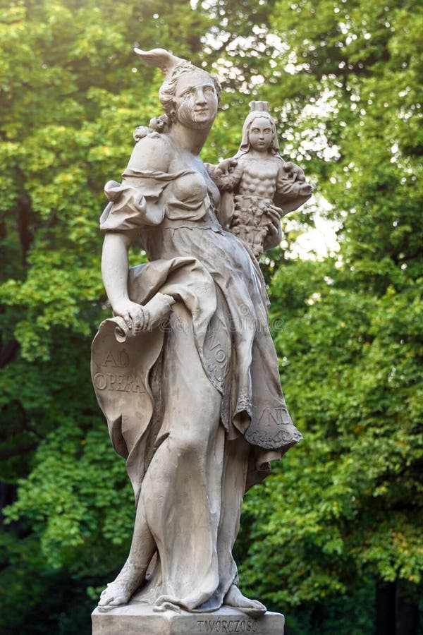 Sandstone Statues In The Saxon Garden Warsaw Poland Made Before 1745