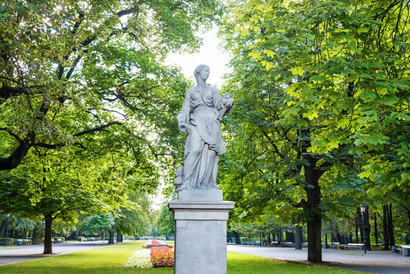 Sandstone Statues In The Saxon Garden Warsaw Poland Made Before 1745