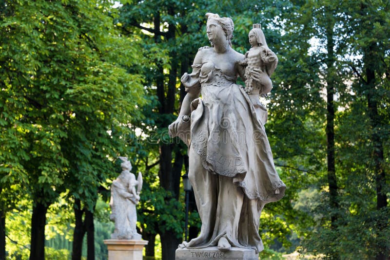 Sandstone Statues In The Saxon Garden Warsaw Poland Made Before 1745