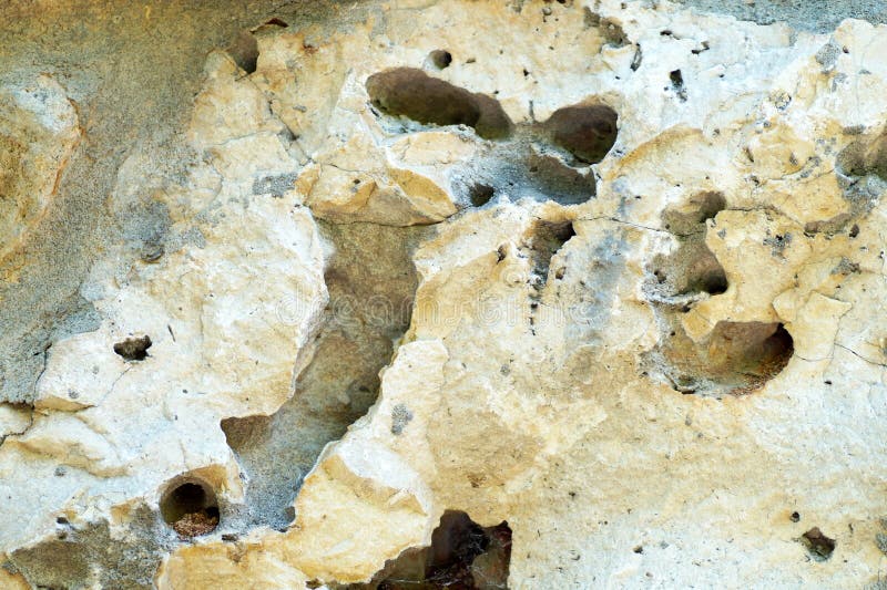 Sandstone Texture with Crater-shaped Depressions Stock Image - Image of ...