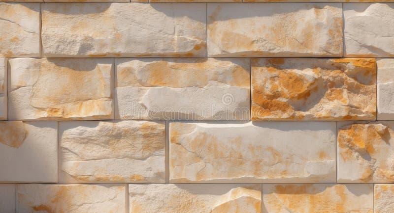 Sandstone Wall with Tan Stones Textured Surface Natural Warmth Stock ...