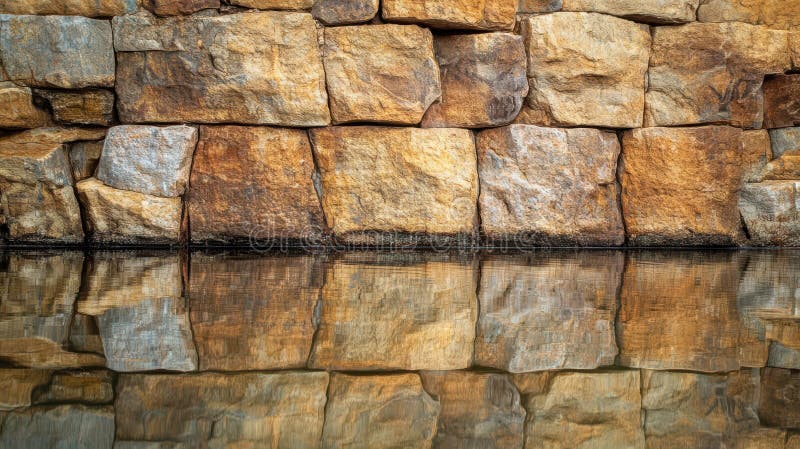 Sandstone Wall with a Water Reflection Offering a Clean Space for Copy ...