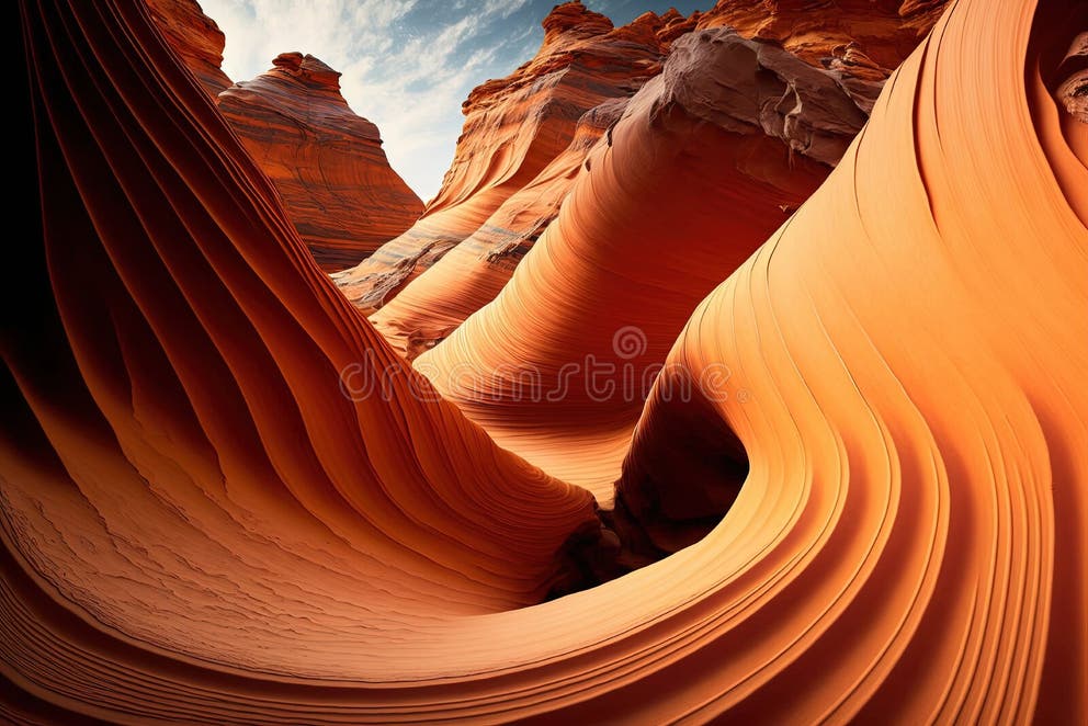 Sandstone Waves of Canyon. Generative AI Stock Illustration ...
