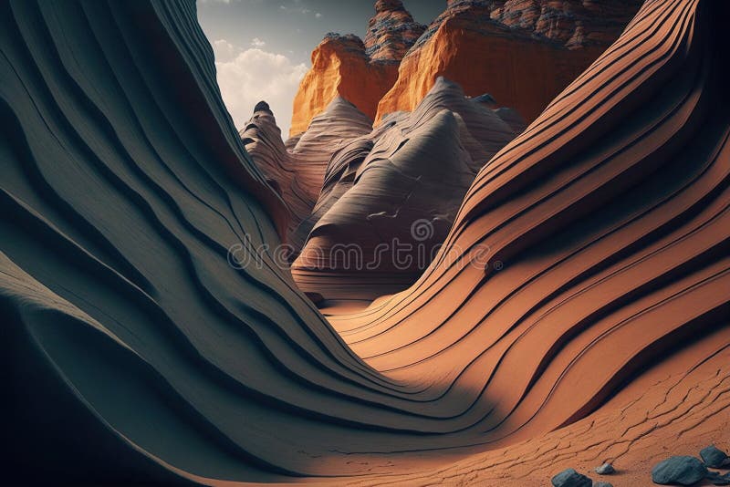 Sandstone Waves of Canyon. Generative AI Stock Illustration ...