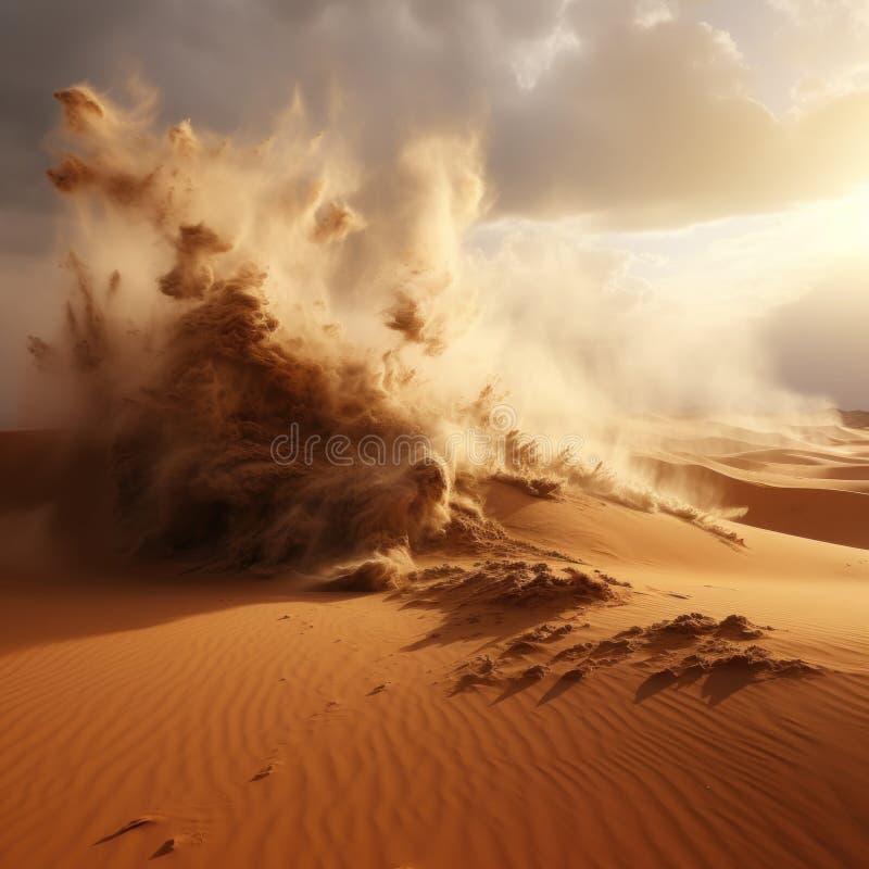 Sandstorm in the desert stock illustration. Illustration of wave ...