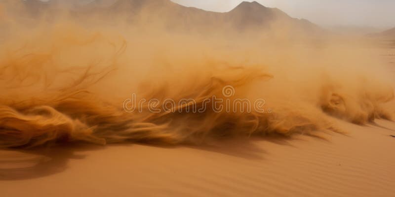 Sandstorm in Desert. Wind and Orange Sand Clouds. Dunes Landscape Stock ...